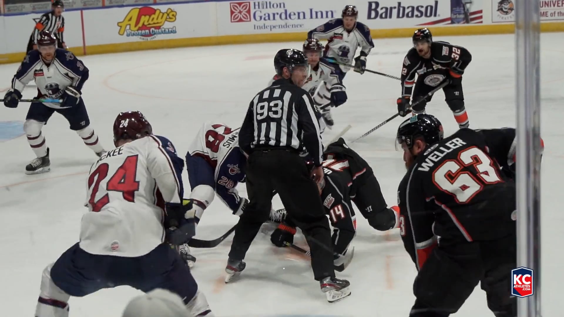 KC Mavericks forward Mikael Robidoux with the big hit - KC Athletes