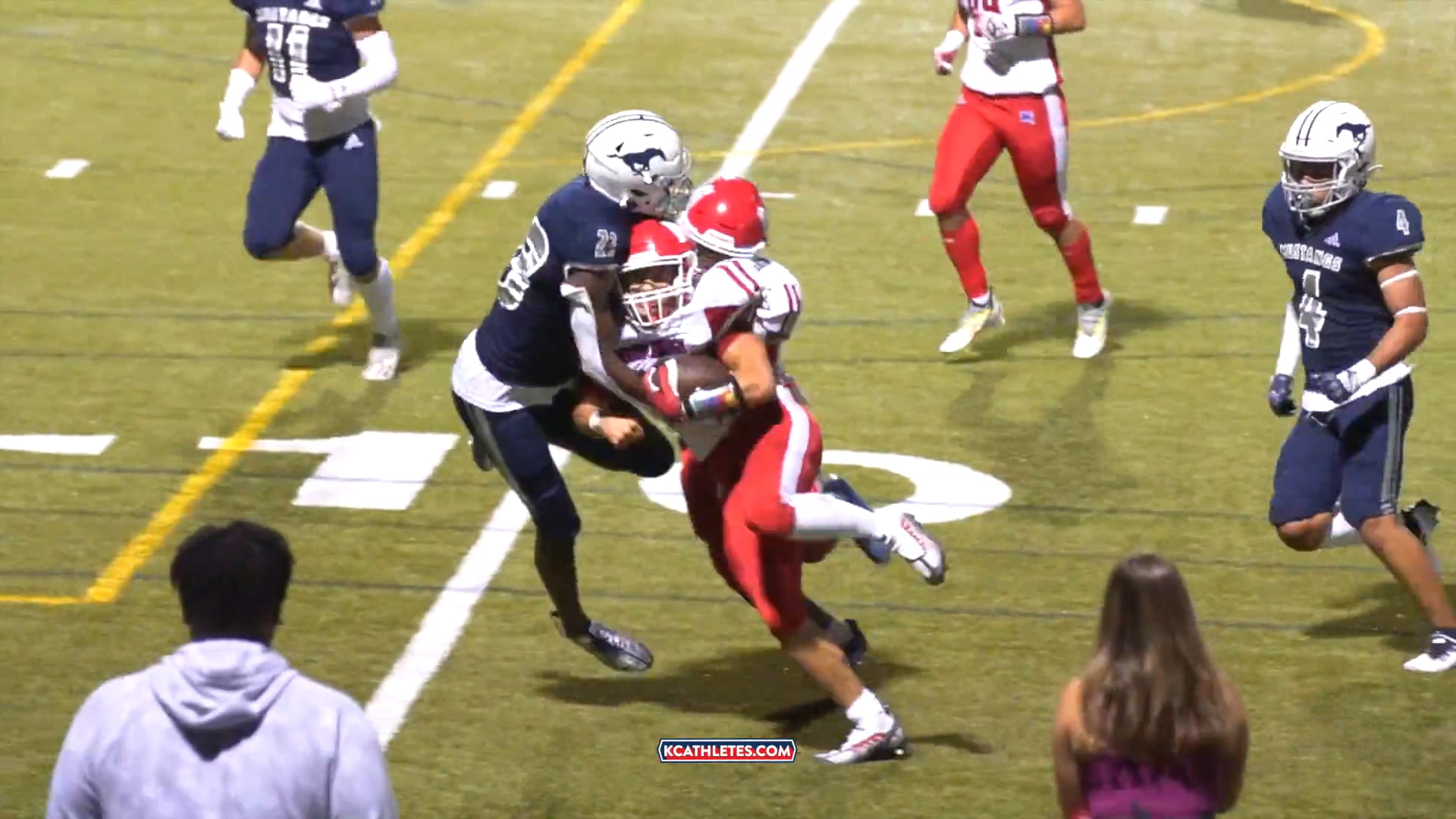 Miege delivers the hit on Blue Valley North - KC Athletes